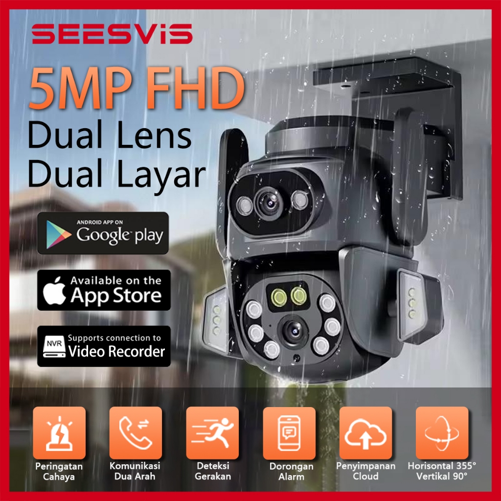 Jual SEESViS Smart Dual Lens IP Kamera Wifi 5MP CCTV Outdoor Waterproof ...