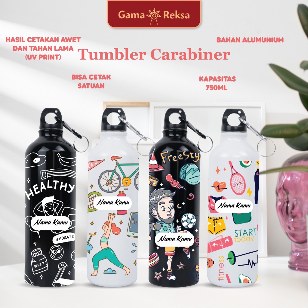Jual Botol Minum CARABINER 750ml Sport Series UV Print Fullprint ...