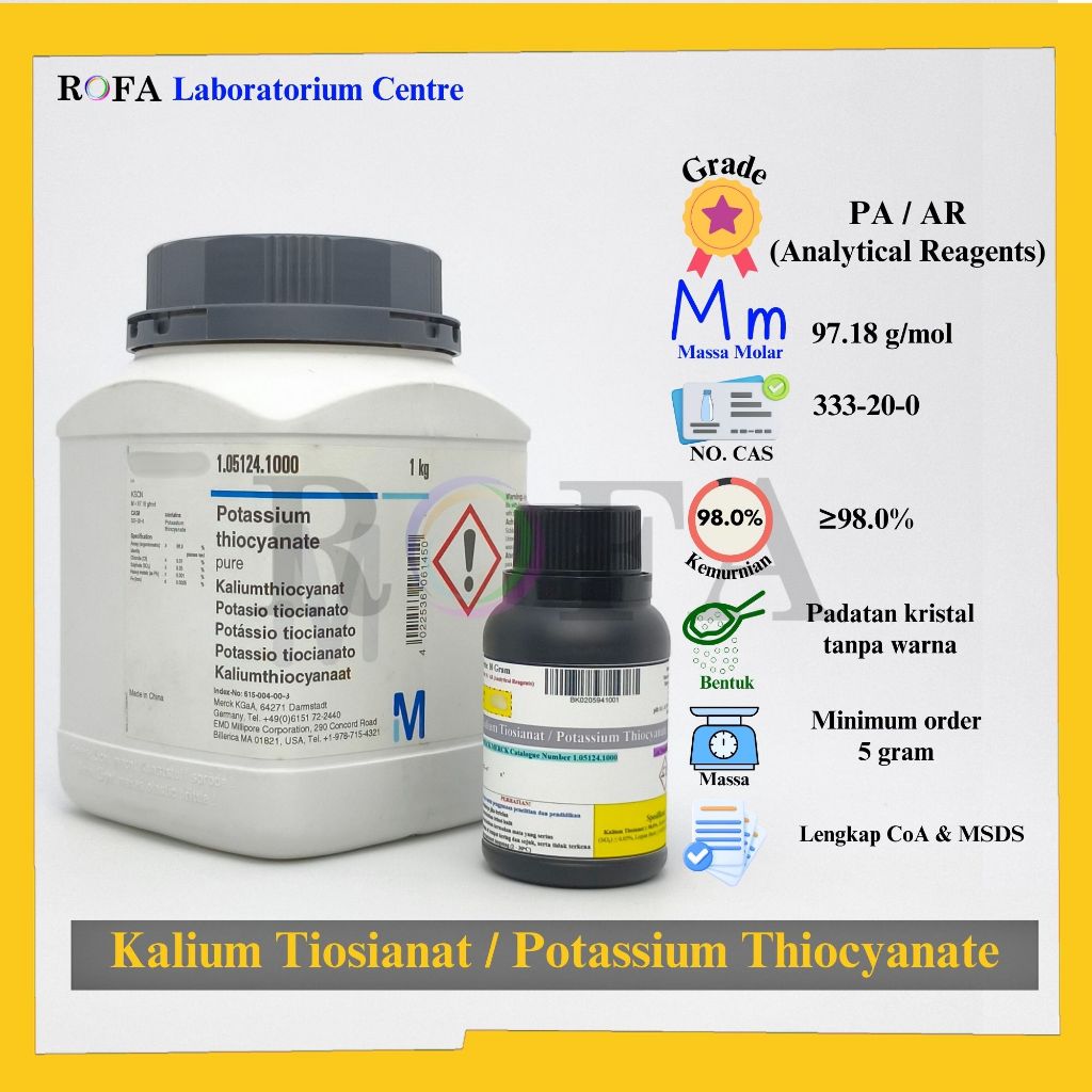 Jual Kalium Tiosianat / Potassium Thiocyanate / KSCN Pro Analisis Eceran 1 Gram | Shopee Indonesia