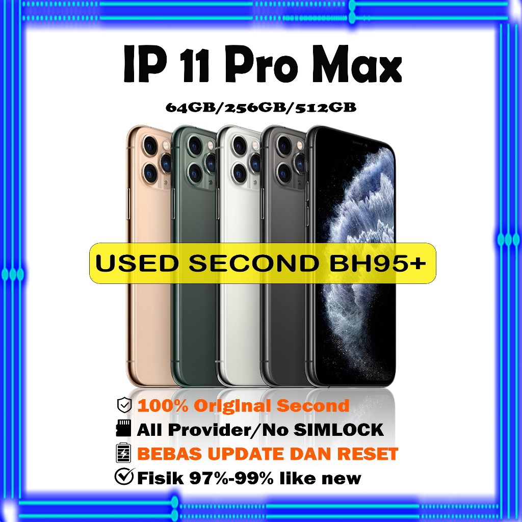 Jual ip 11 pro max 64gb/256gb/512gb second mulus fullset 100% original 11pm (99 NEW ) | Shopee ...