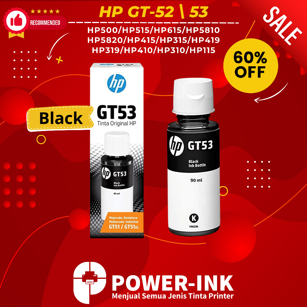 Jual TINTA HP GT52 | GT53 PREMIUM Untuk Printer HP500 / HP515 / HP615 ...