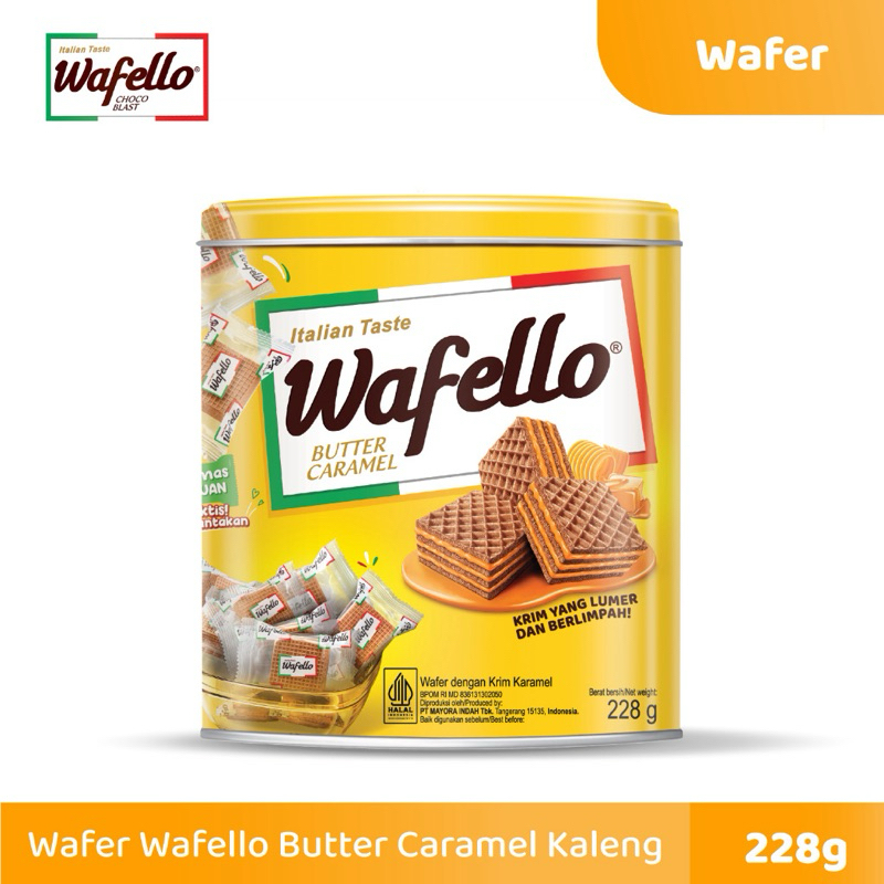 Jual Wafer Wafello Butter Caramel Kaleng 228gr | Shopee Indonesia