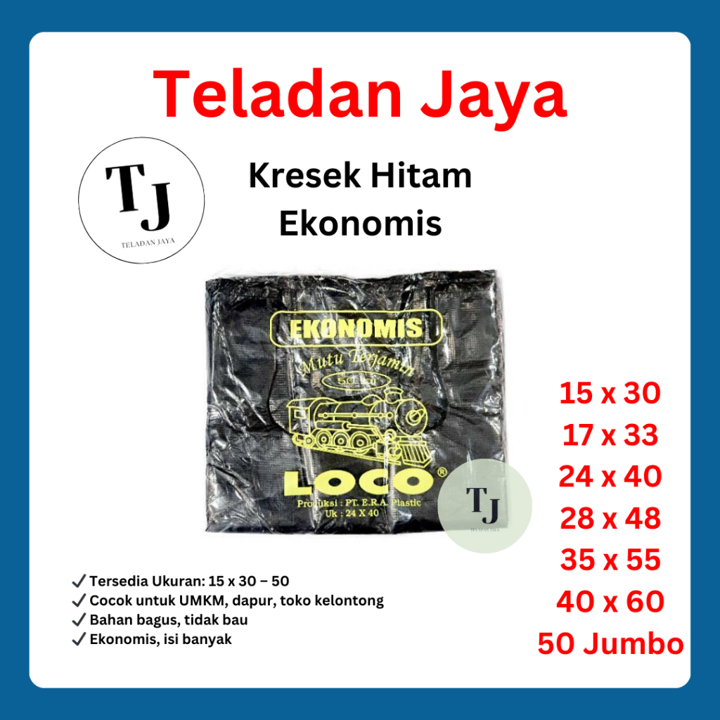 Jual Kantong Plastik Kresek Hitam Ekonomis isi 50 lmbr| Ukuran 15x30 - 40x60 | Teladan Jaya ...