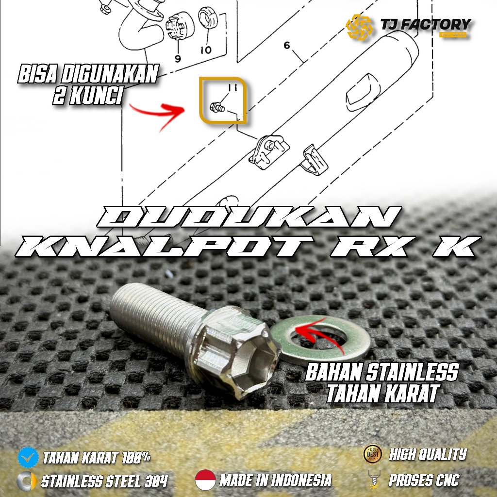 Jual 1 Set Baut Dudukan Knalpot RX King RX K RX Spesial Stainless CNC 2 ...