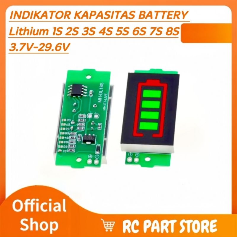 Jual Voltmeter Indikator Kapasitas Baterai Lithium 1S 2S 3S 4S 5S 6S 7S 8S - 18650 3.7V-29.6V ...