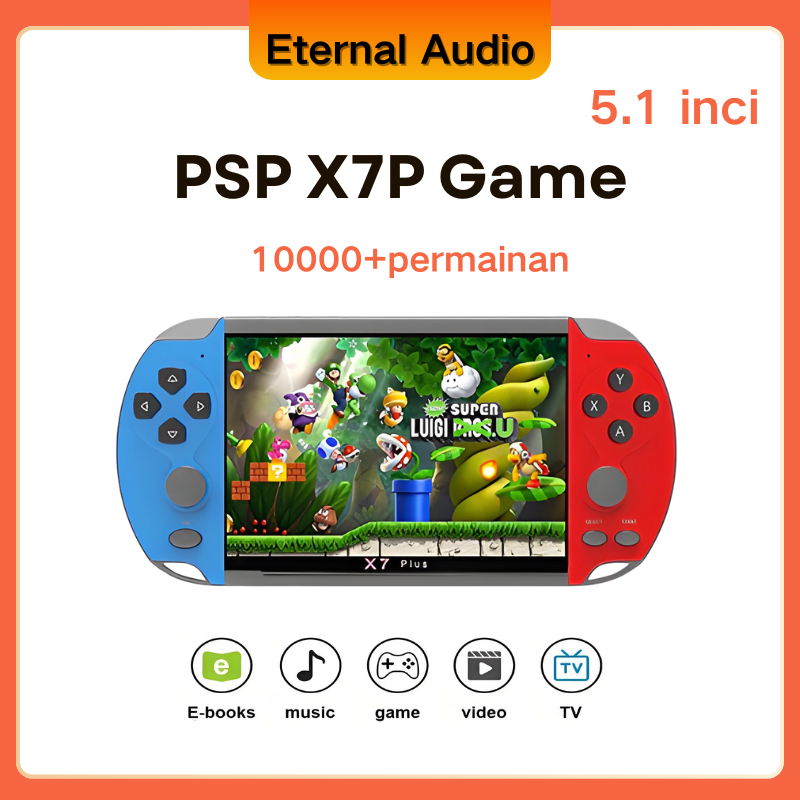 Jual XIEs- PSP X7/X7 PLUS/X7M/X9 5.1 inci layar besar dual joystick retro game arcade handheld ...