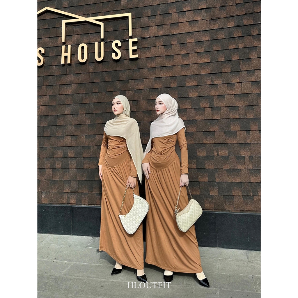 Jual HL Ruri Dress- Fitted Dress Maxi Spandex Dress Korea Basic Fit ...