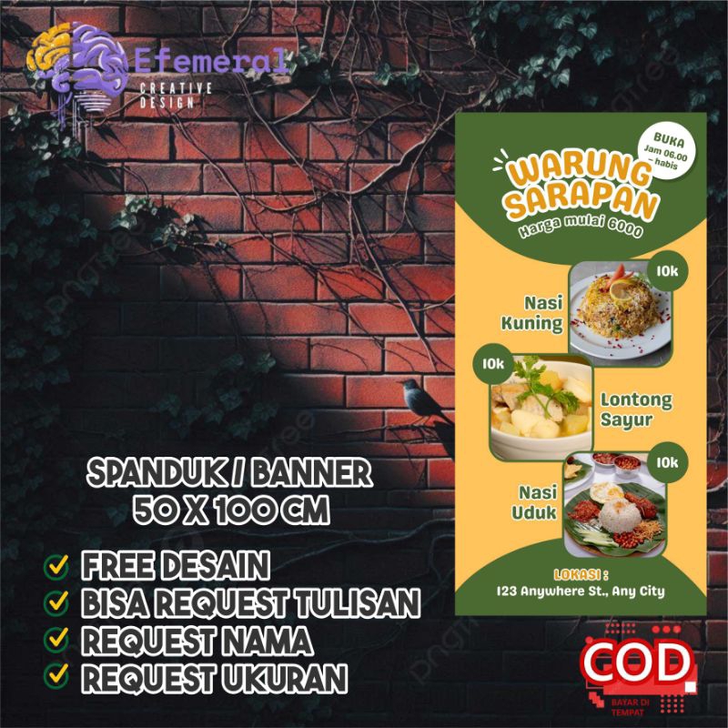 Jual Spanduk/Banner warung sarapan 50X100 cm bisa request design ...