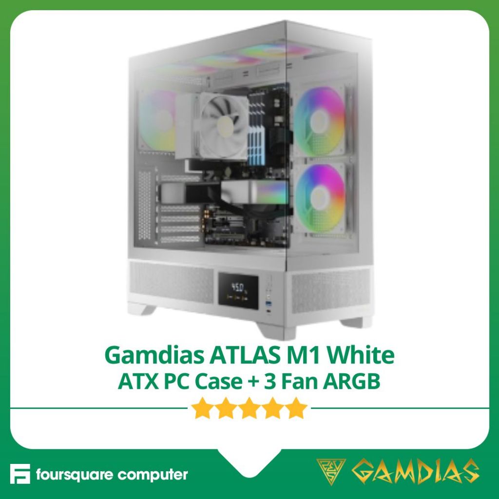 Jual Gamdias ATLAS M1 White + 3 Fan ARGB ATX PC Case Casing | Shopee Indonesia