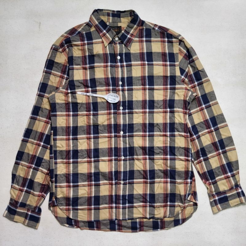 Jual BEAMS flannel shirt cokelat biru tua size L MADE IN JAPAN | Shopee ...