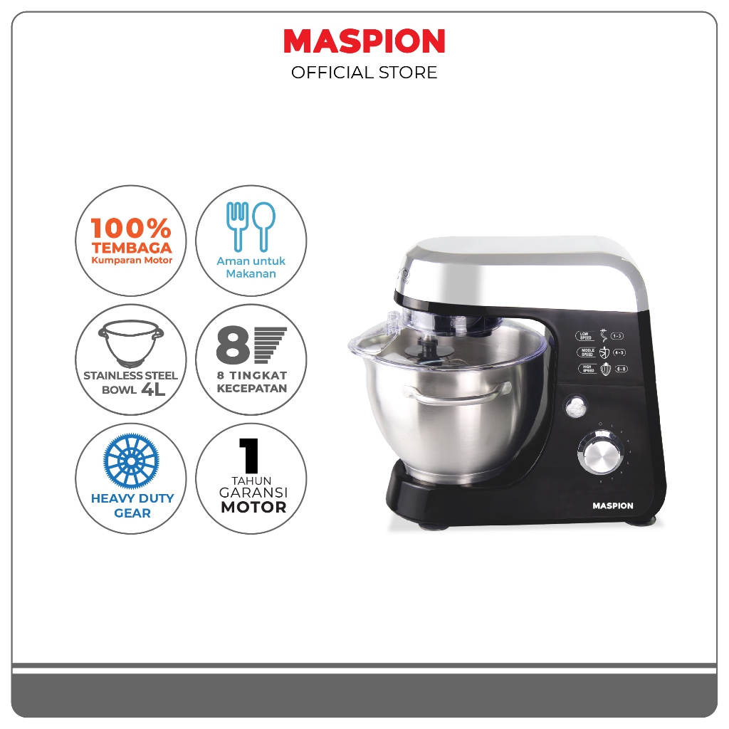 Jual Maspion Stand Mixer Stainless Steel 4 Liter SM-400 | Shopee Indonesia