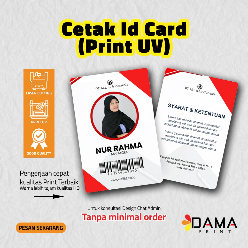 Jual CETAK CUSTOM ID CARD / UV PRINT / PVC CARD | Shopee Indonesia