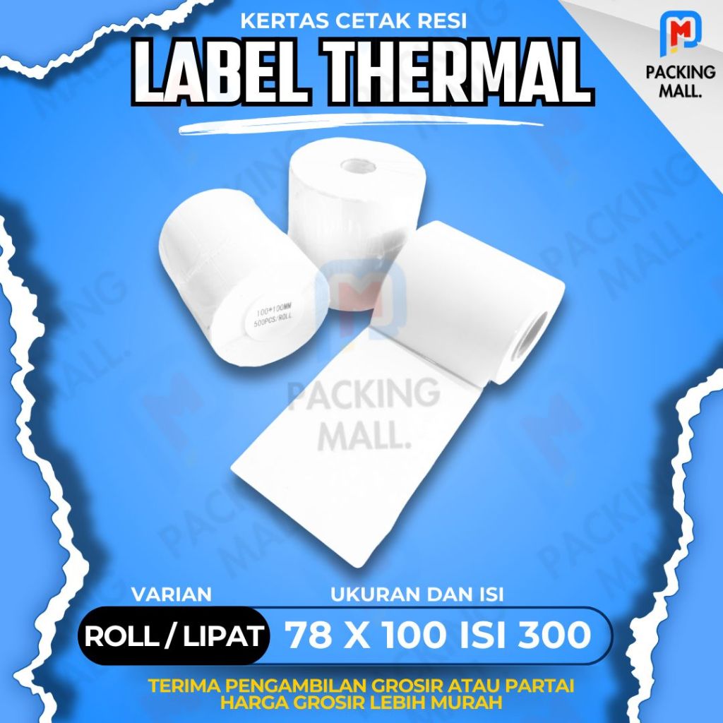 Jual Label Thermal ukuran 78x100 isi 300 lembar / Kertas Resi / Printer ...