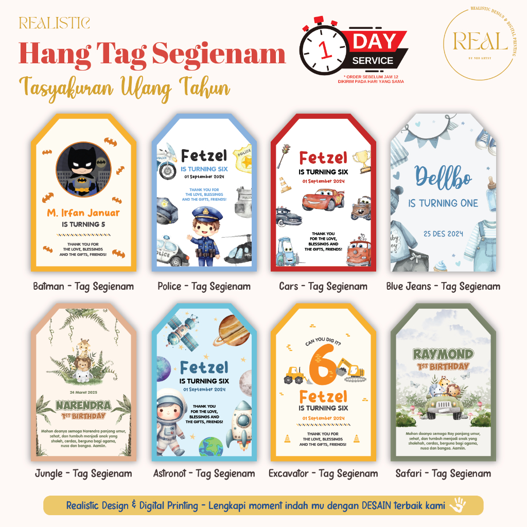 Jual Realistic - Hang Tag Ulang Tahun Anak Custom - Hangtag Birthday ...