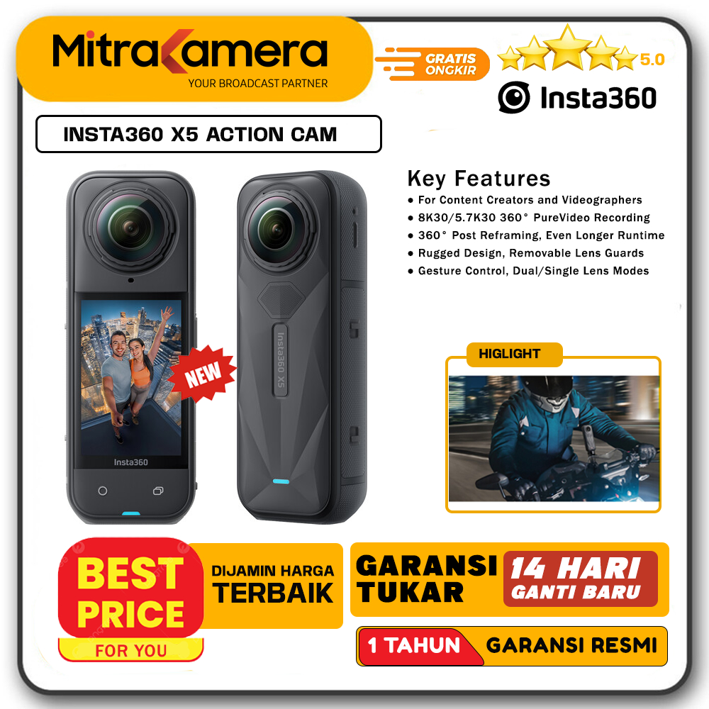 Jual Insta360 X5 8K 360 Action Camera Insta 360 ONE X5 Action Cam Resmi | Shopee Indonesia