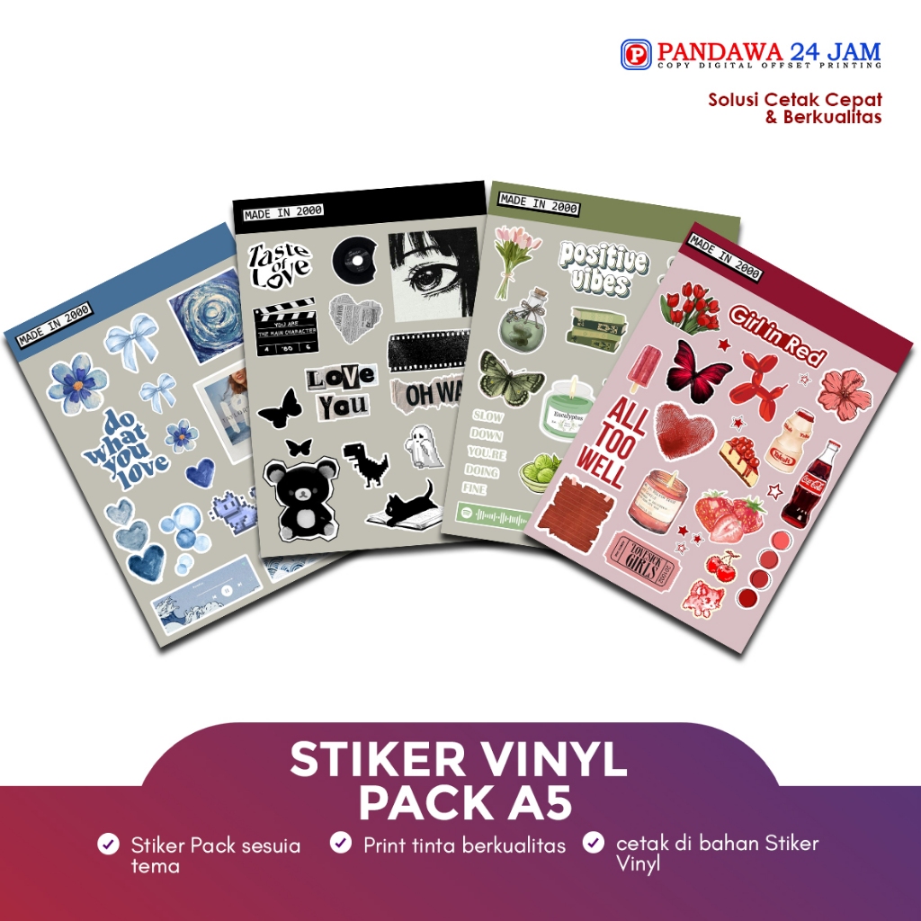 Jual STICKER PACK A5 VINYL - 4 PCS | Shopee Indonesia