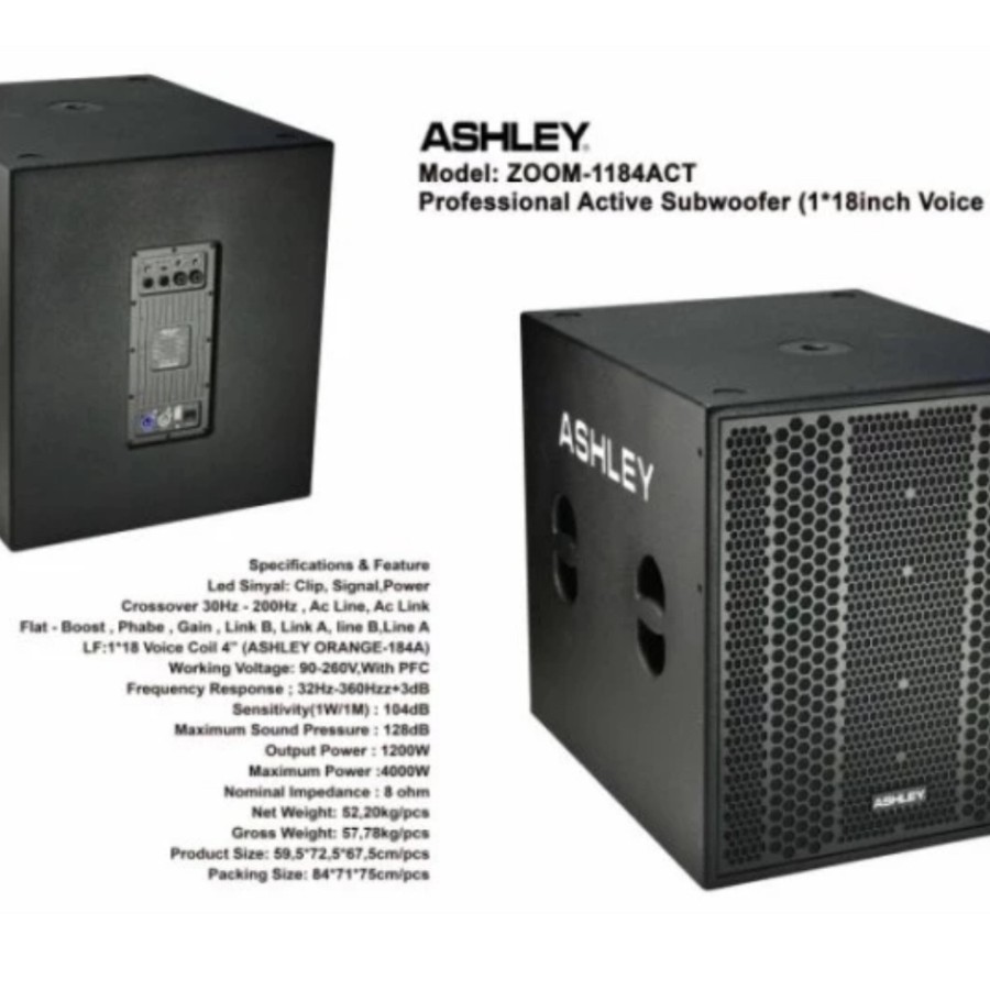 Jual Subwoofer 18 inch ashley zoom 118 ACT original | Shopee Indonesia