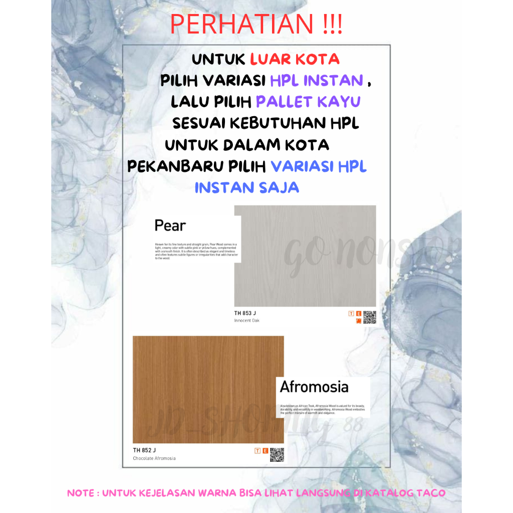 Jual (LUAR KOTA WAJIB PALLET KAYU) HPL TACO WOODGRAIN TH 853/852 J ...