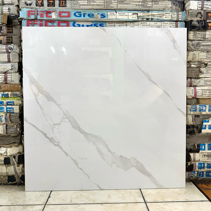 Jual Granit Lantai 60x60 KW1 Core dCarrara White Glossy / Granit Motif Marmer Sambung / Granit ...