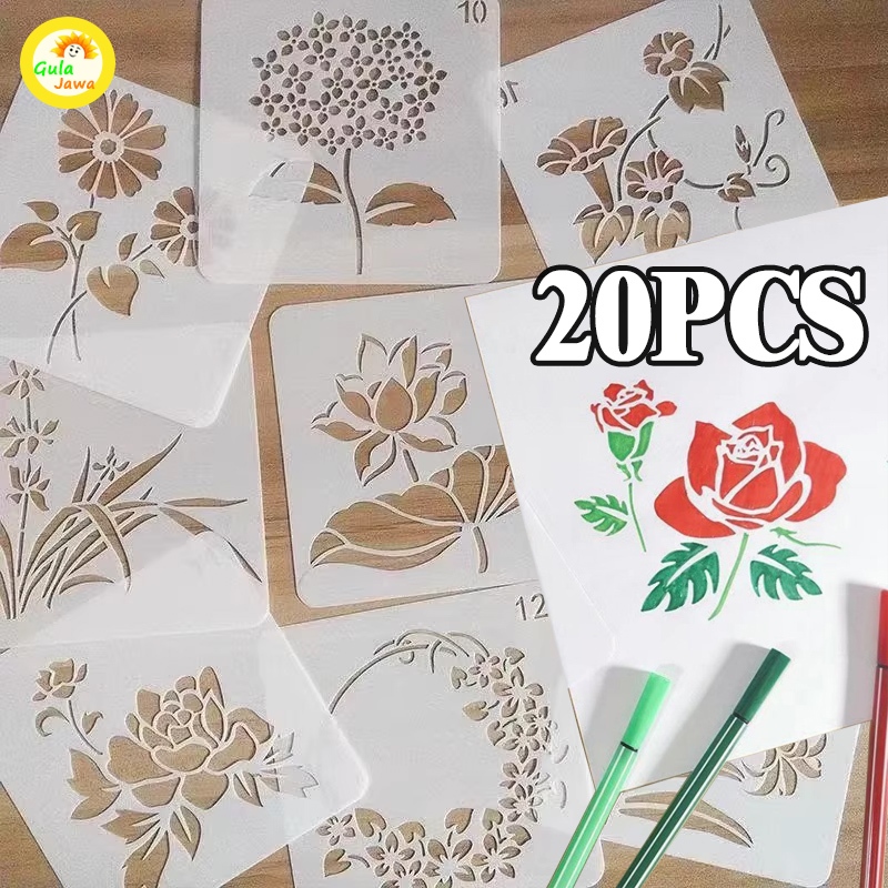 Jual Set Bunga Stensil Gambar 20pcs Anak Bunga Lubang Khusus Tugas ...