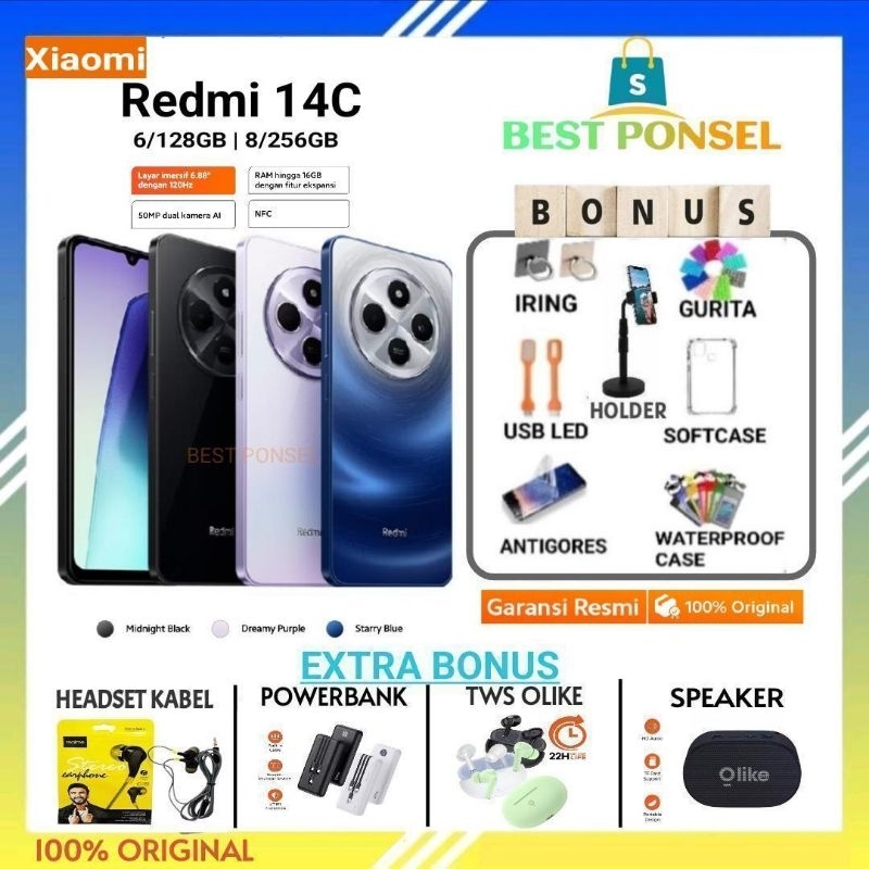 Jual Xiaomi 14C 6GB + 128GB | Redmi14c 8GB + 256GB | Redmi 14C Garansi ...
