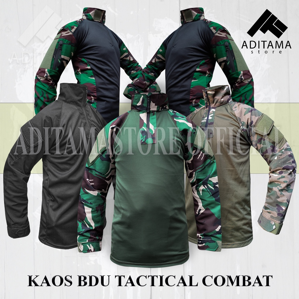 Jual Kaos BDU Loreng Lengan Panjang Tactical Combat Shirt Army Velcro Baju Lapangan Dryfit ...