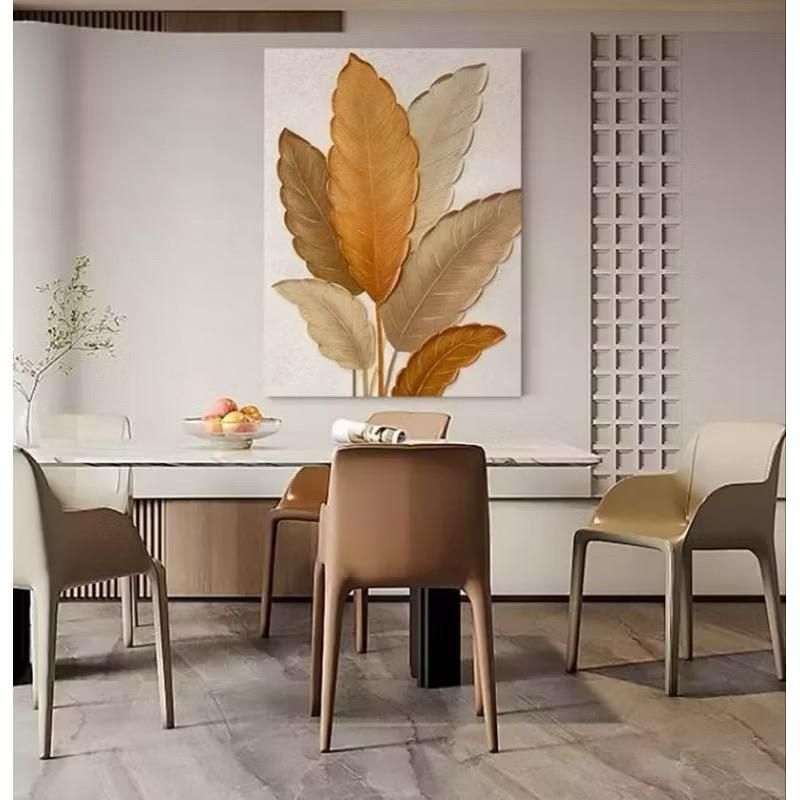 Jual Lukisan Dinding Daun Pisang Warna Oren Tekstur Timbul Tebal Modern ...