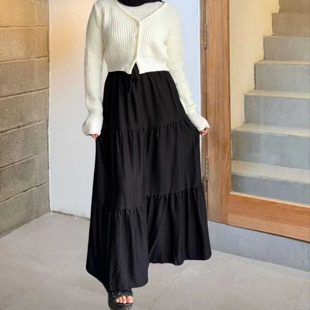 Jual Rok Susun Ruffel Rok Canda Tutu Kekinian kAIN Rayon Twill Korean ...