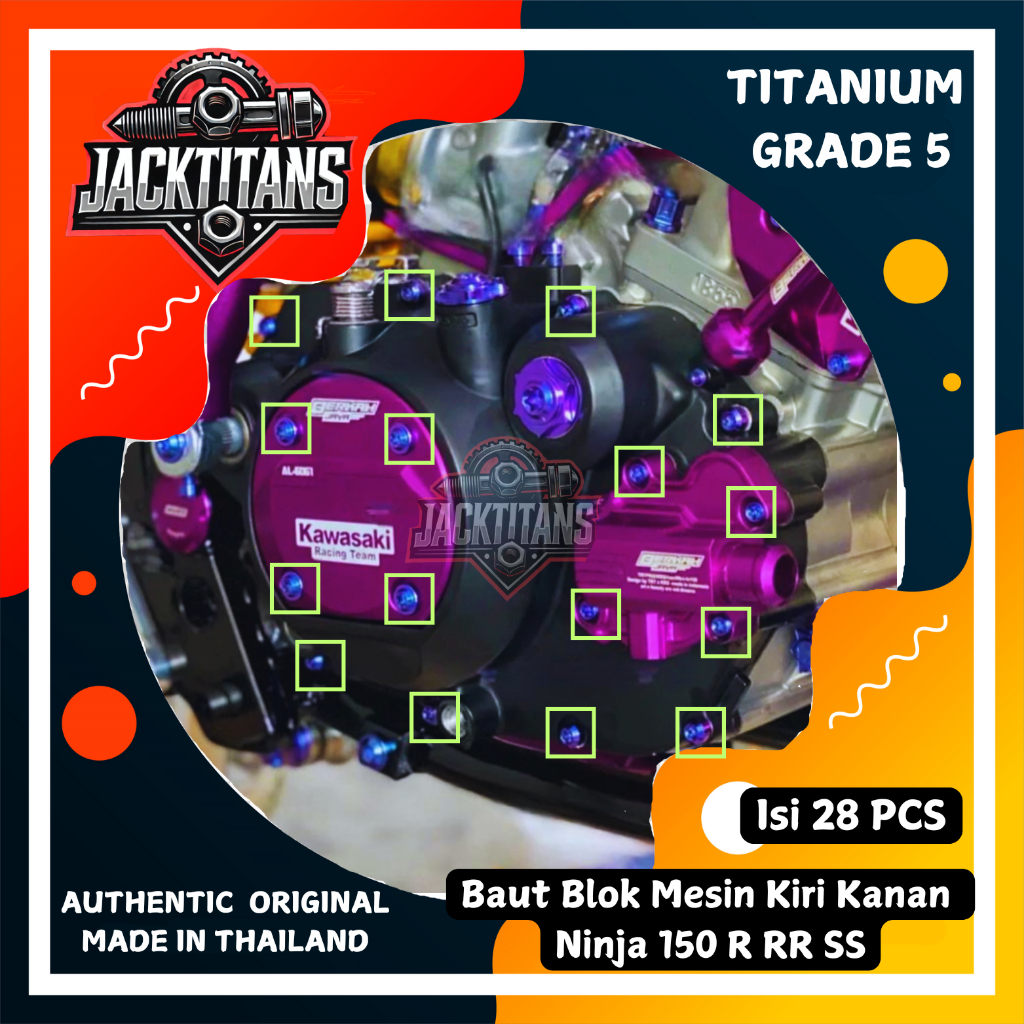 Jual Baut Bak Blok Mesin Kanan Kiri Ninja 150 R SS RR Full Set Titanium GR5 Made In Thailand ...