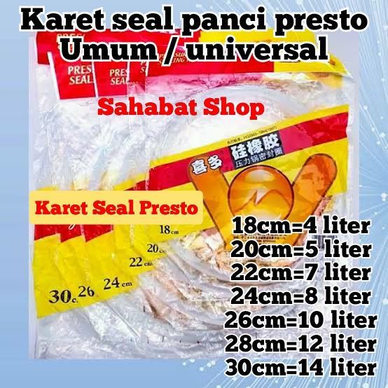 Jual KARET SEAL PANCI PRESTO PRESSURE COOKER UKURAN 20-22-24 -26-28-30-32 CM/ 8-16LITER | Shopee ...