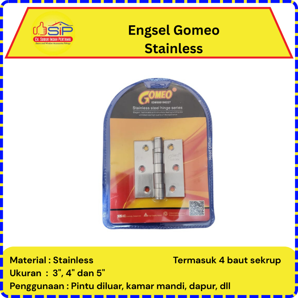 Jual Engsel Gomeo Stainless/ Engsel Pintu/ ukuran 3inch/ 4inch/ 5inch ...
