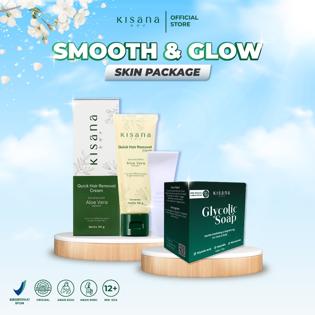 Jual [Smooth & Glow Skin Package] KISANA Hair Removal Cream 30gr + Glycolic Soap - Kulit Cerah ...