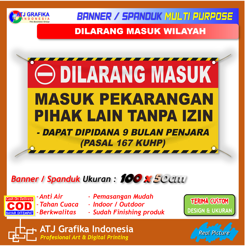 Jual Banner spanduk dilarang masuk pekarangn pihak lain tanpa izin ...