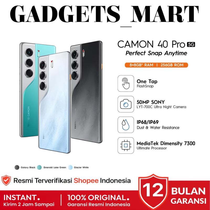Jual Tecno Camon 40 Pro 5G 8GB 256GB | Dimensity 7300 Ultimate 6,78" Curved AMOLED 144Hz Battery ...