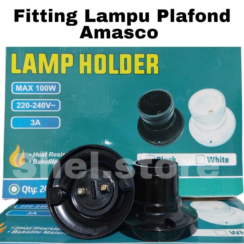 Jual AMASCO FITTING LAMPU PLAFON BULAT HITAM | FITING LAMPU PLAFON ...