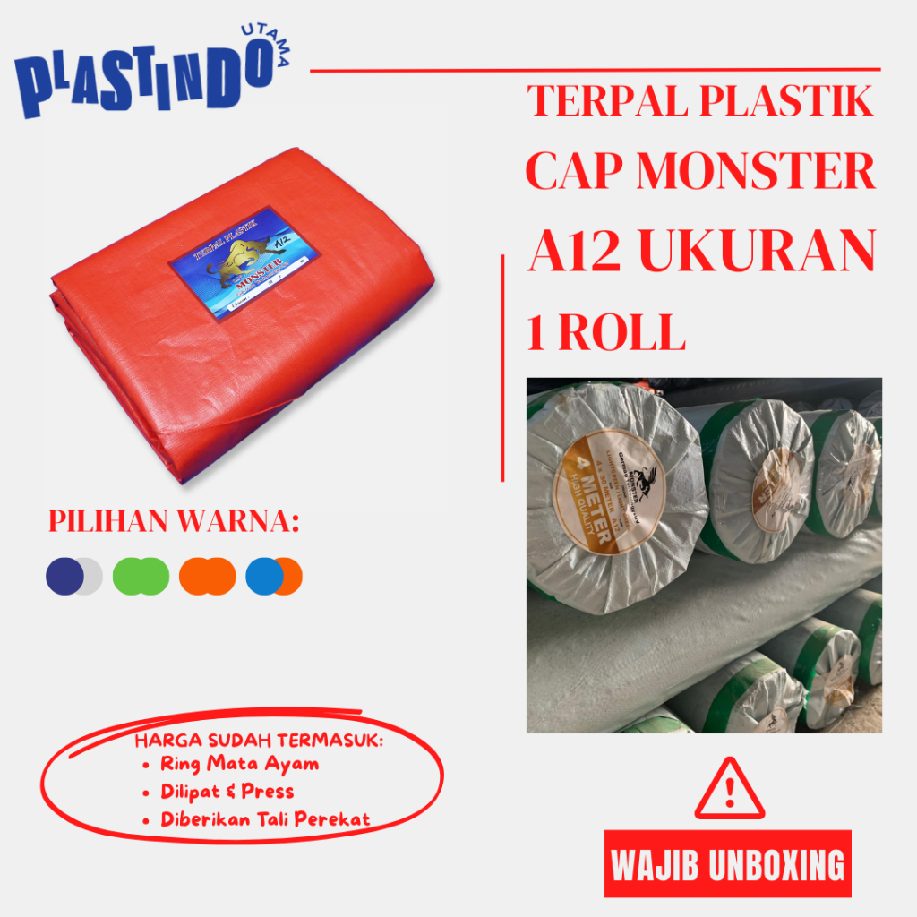 Jual TERPAL PLASTIK A12 CAP MONSTER UKURAN SATU ROLL - TERPAL KOLAM ...