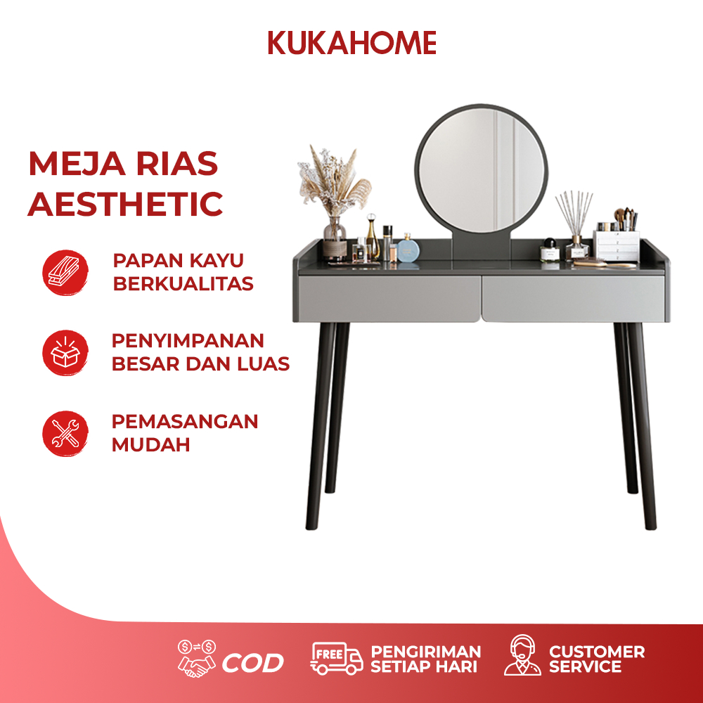 Jual KUKAHOME Meja Rias Aesthetic Meja Rias Minimalis Meja Rias Cermin ...