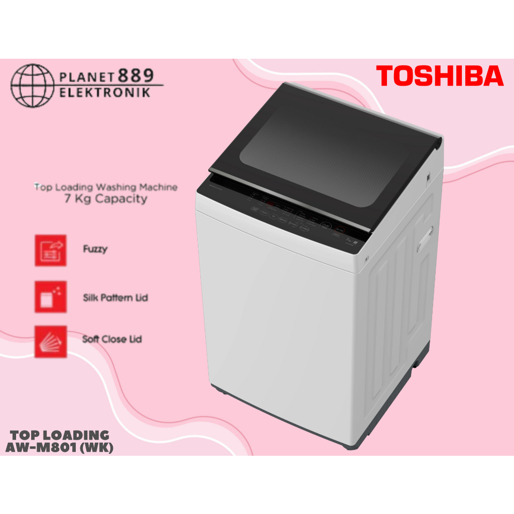 Jual Toshiba AW-M801AN-WK Mesin Cuci 1 Tabung 8Kg Top Loading Washing ...