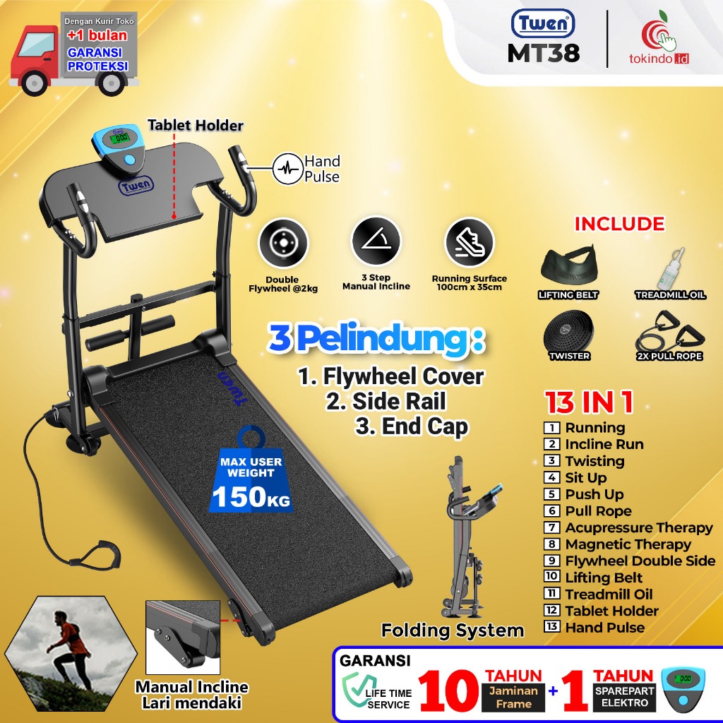 Jual Alat FItness Treadmill Manual Alat Fitness Multifungsi Twen MT38 ...