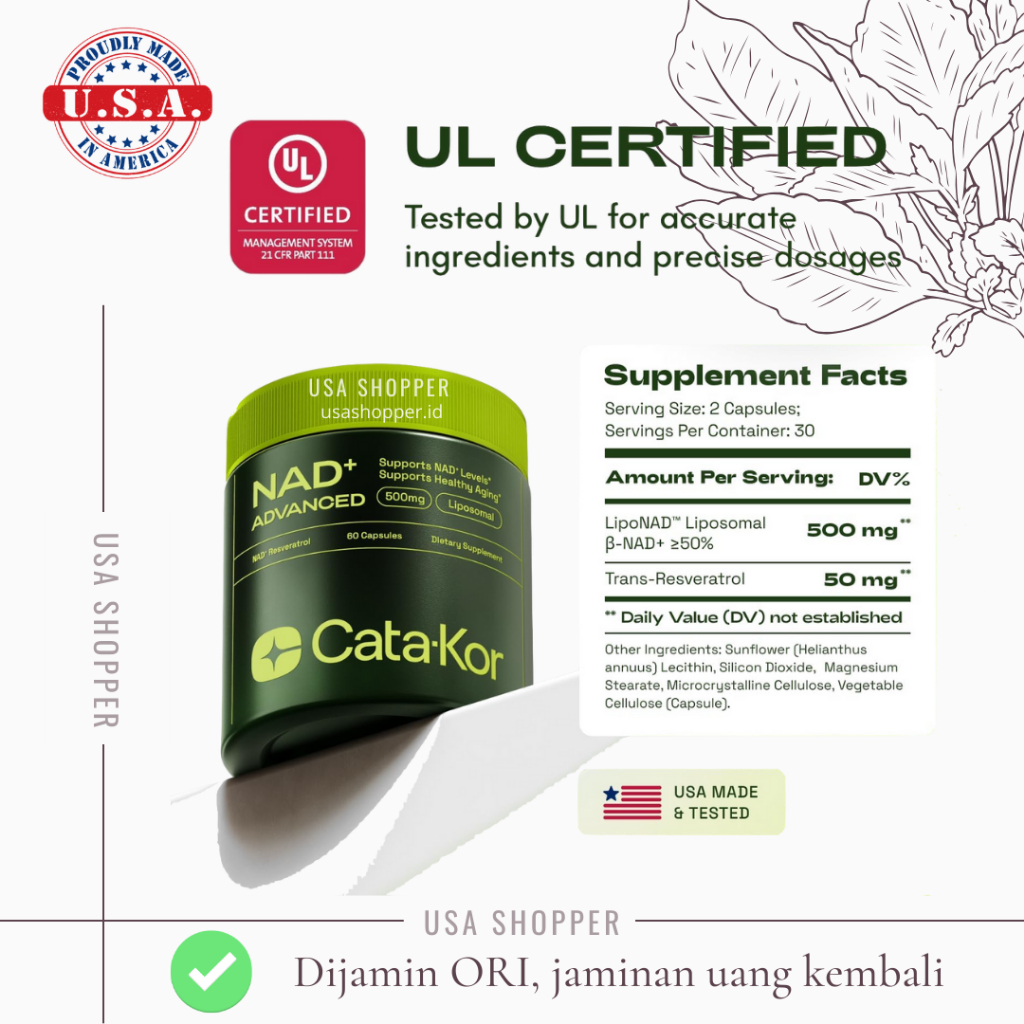 Jual [ORI USA] Catakor Liposomal NAD Advanced NMN Resveratrol Skin ...