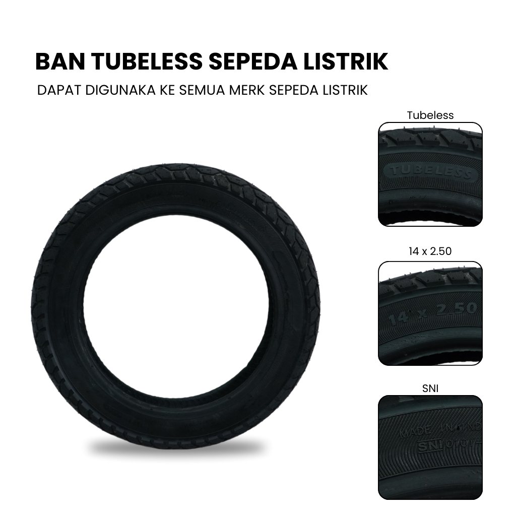 Jual BAN LUAR TUBELESS SEPEDA LISTRIK 14 X 2.50 / 10-2.50 / 60/90-10 ...