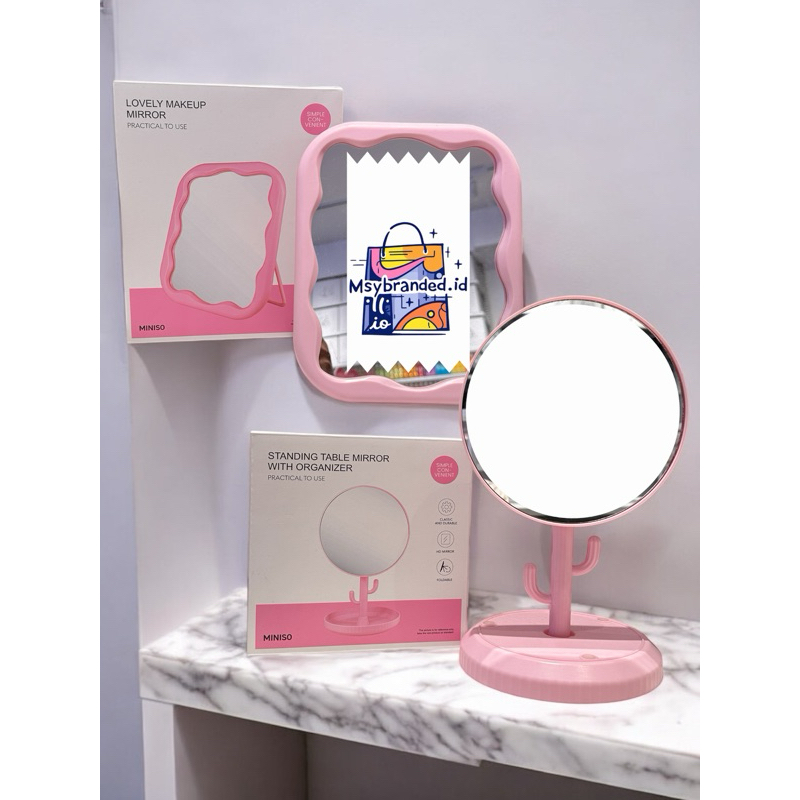 Jual MINISO Cermin kaca standing table mirror with organizer estetik ...