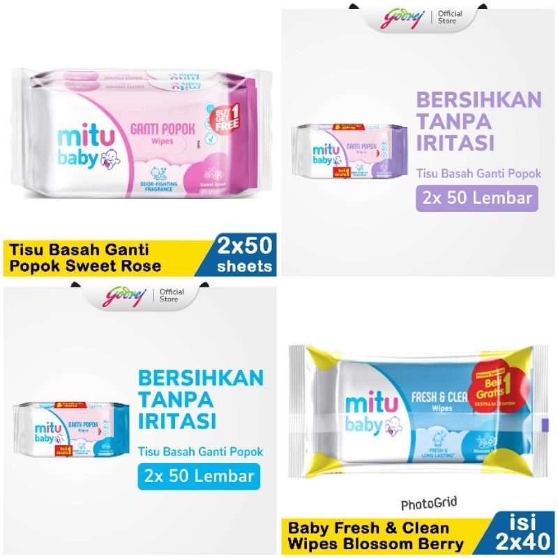 Jual mitu baby tissue ganti popok 2x50's(100's) | Shopee Indonesia