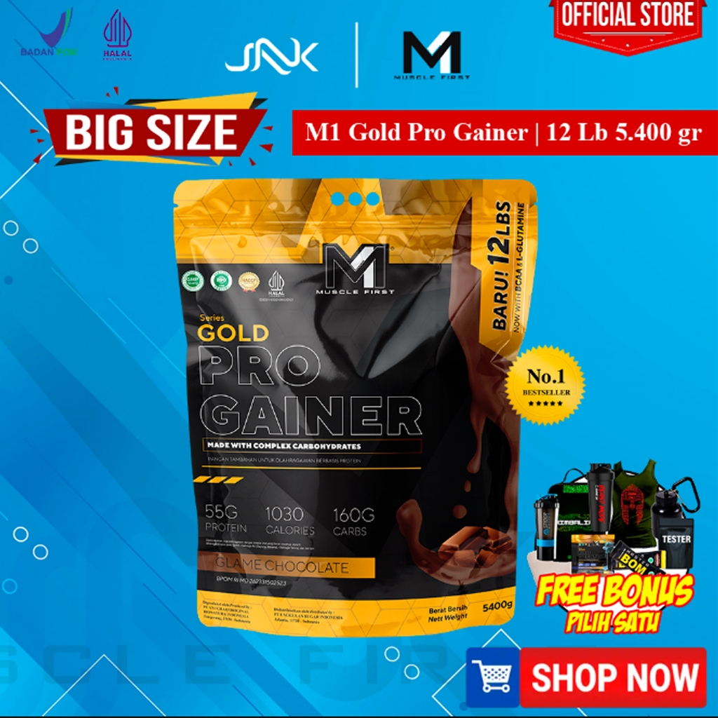 Jual M1 Muscle First Pro Gainer 12 Lbs | Musclefirst Mass Gainer ...