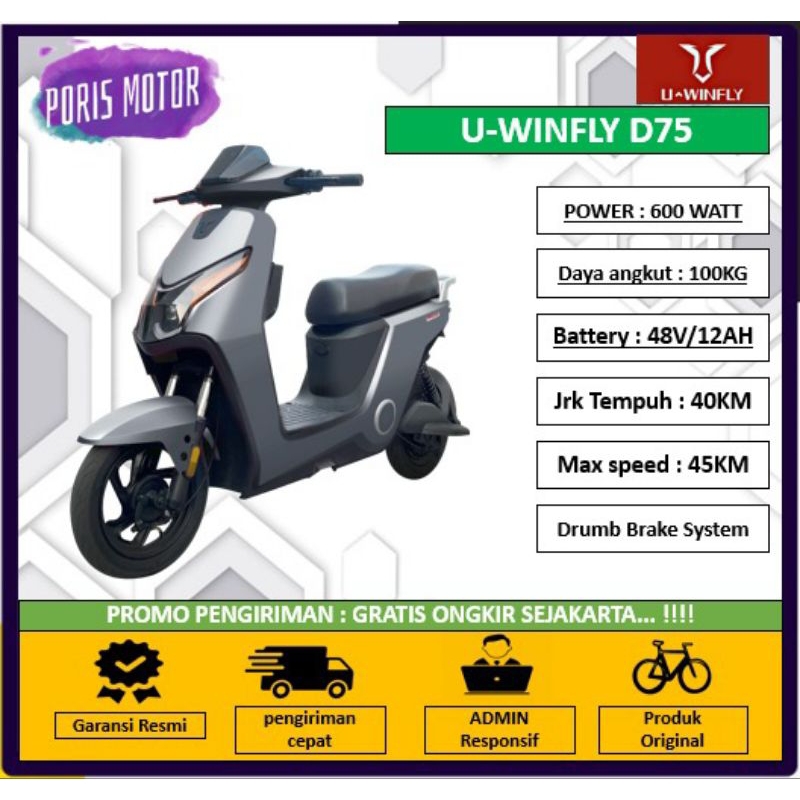 Jual SEPEDA LISTRIK POWER 600W UWINFLY D75 GARANSI RESMI | Shopee Indonesia