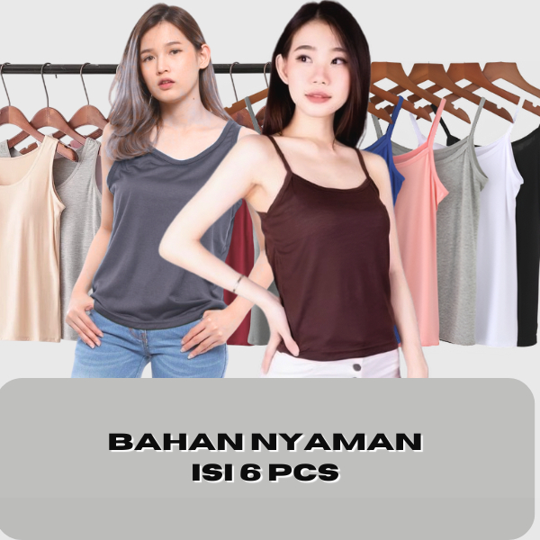Jual 6pcs/Tank-top Tali Besar Wanita Dewasa Dan Tank top Tali Kecil ...
