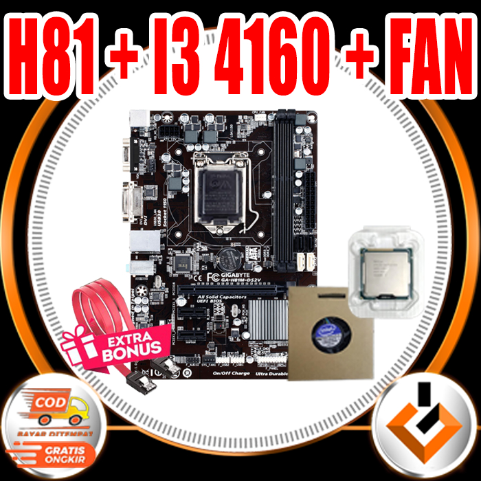 Jual PAKETAN Mobo H81 GIGABYTE + Processor Intel Core i3 + fan | Shopee Indonesia