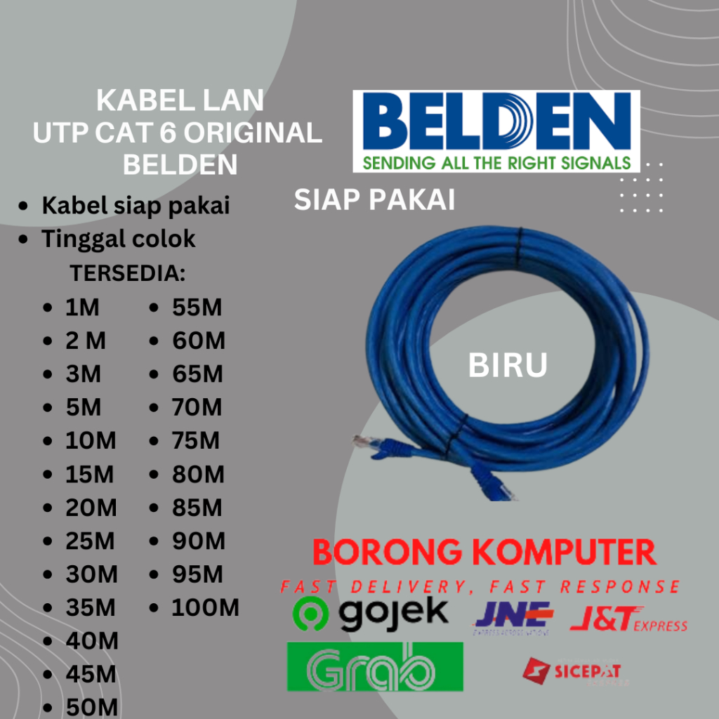 Jual Kabel LAN UTP Cat6 BELDEN Siap Pakai BIRU 15M - 60M | Shopee Indonesia