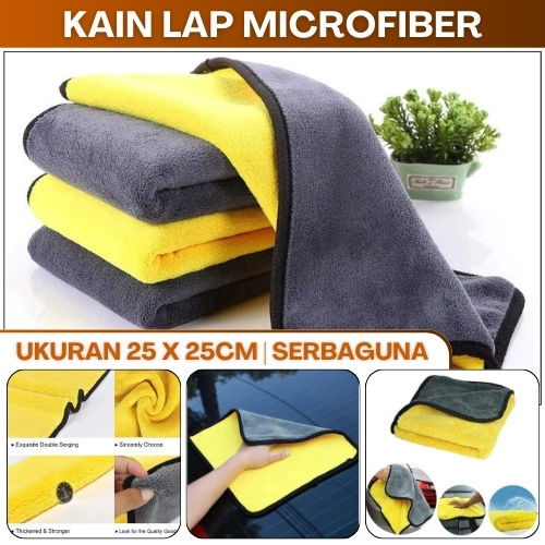 Jual Kain Lap Microfiber 25x25 Tebal Serbaguna Mobil Motor 2 Sisi ...