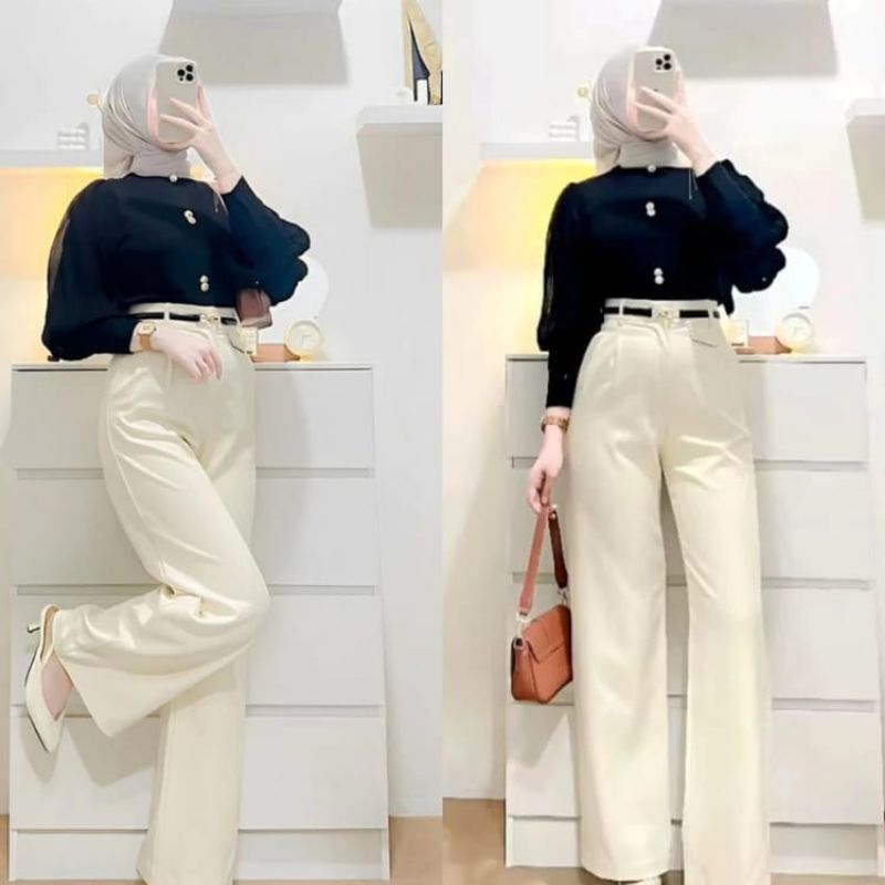 Jual ORO PANTS KNIT PREMIUM - Kulot Wanita Highwaist - Celana Panjang ...